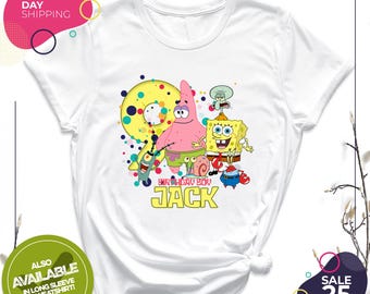 Sponge Theme Birthday Family Shirts, Custom Family T-shirt-personalized ...