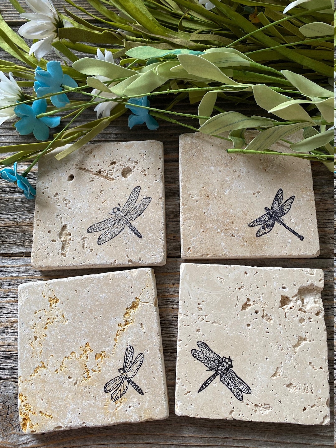 Dragonfly Stone Coasters - Etsy