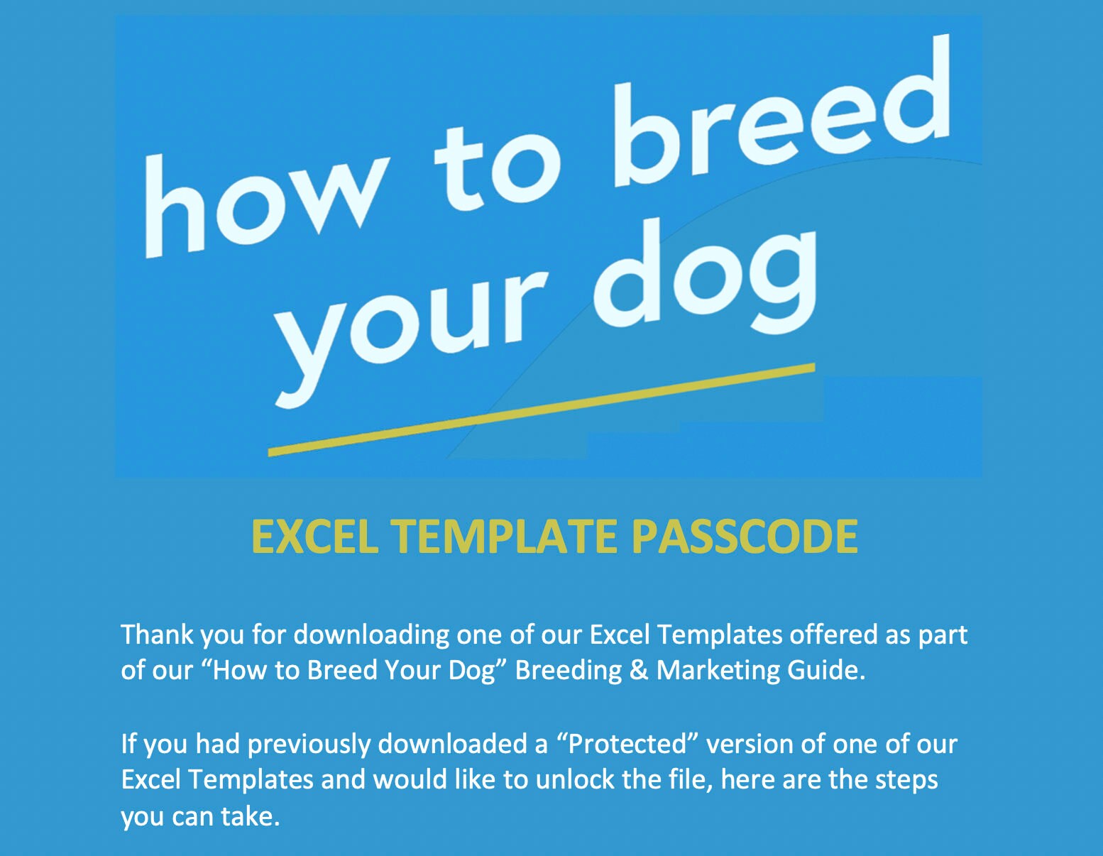 Dog Breeder: Excel Passcode (how to Breed Your Dog Templates) - Etsy