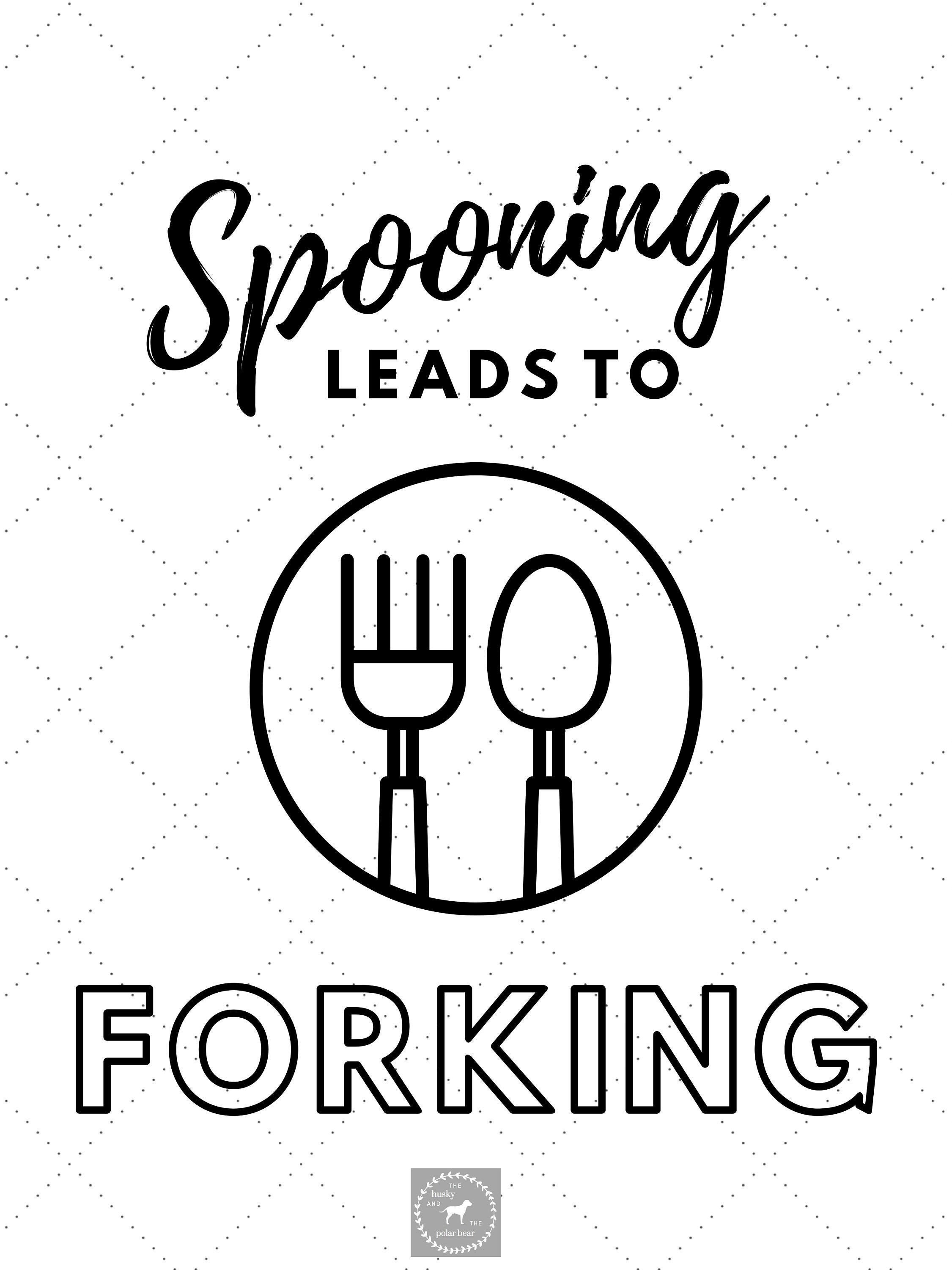 Spooning Leads to Forking | Funny Print | Home Decor Print | Kitchen ...