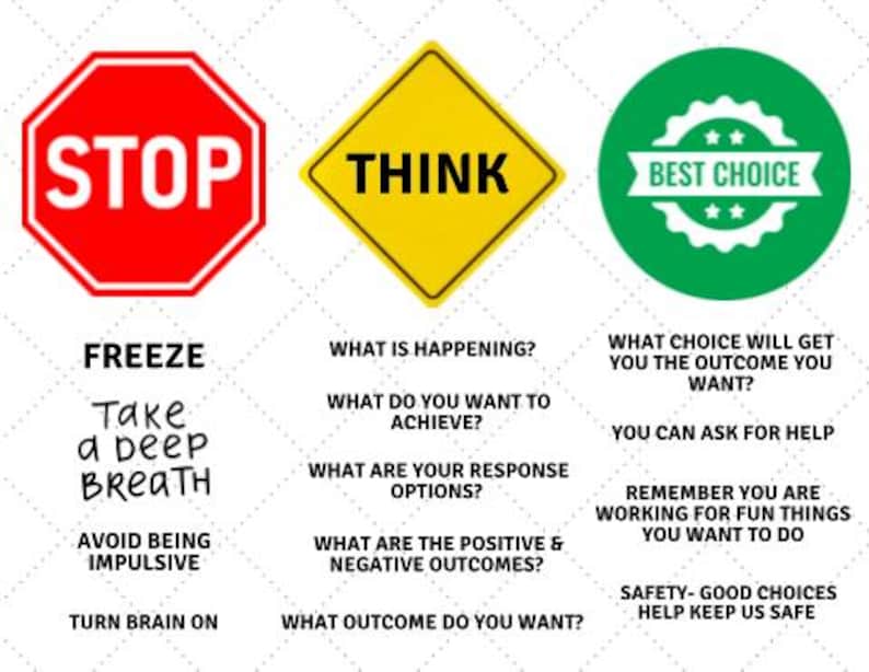 Traffic Light Behavior Visual Chart and Stop, THINK, Choice Visual ...