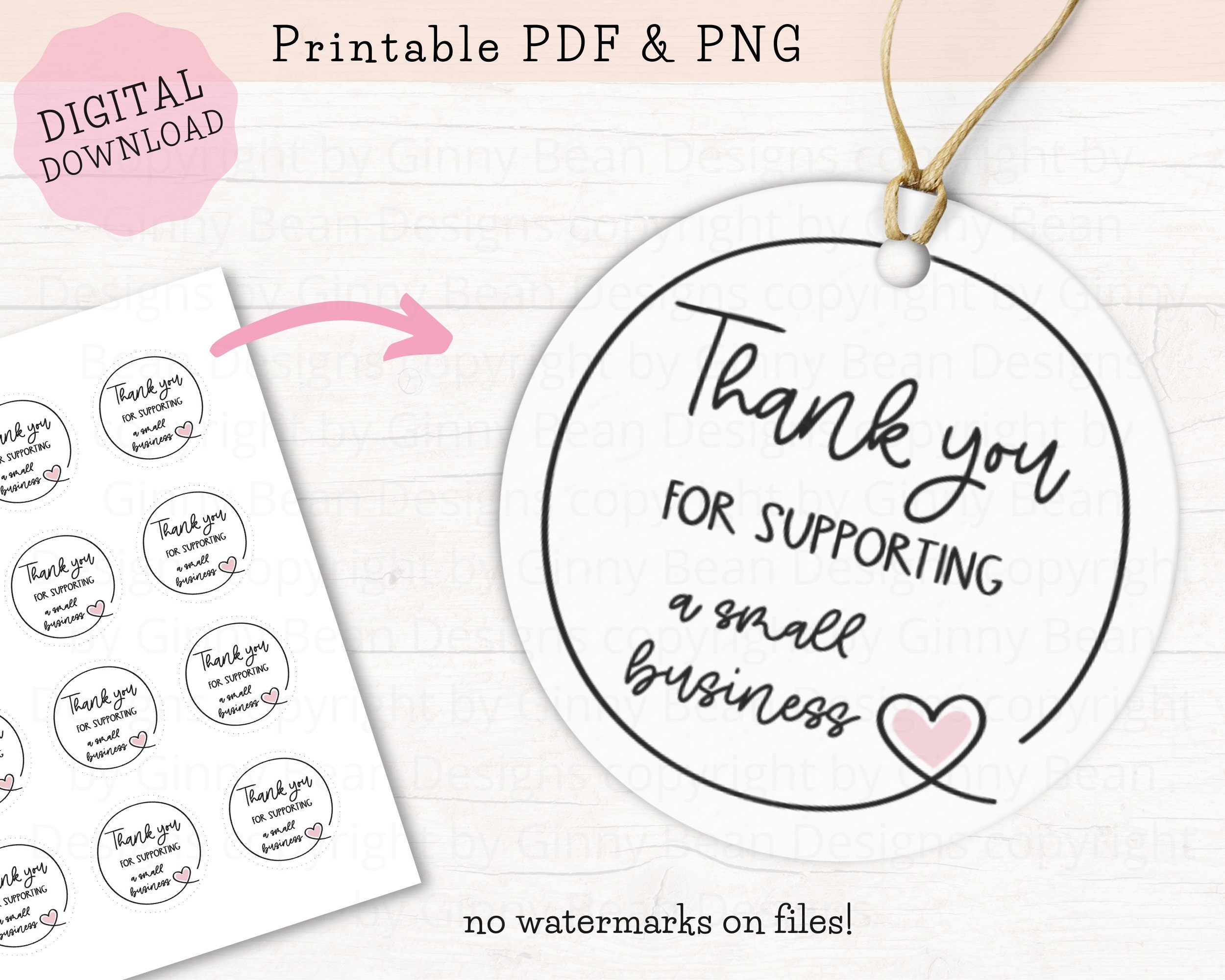 Small Business Thank You Tags PRINTABLE, Thank You Cards Business ...