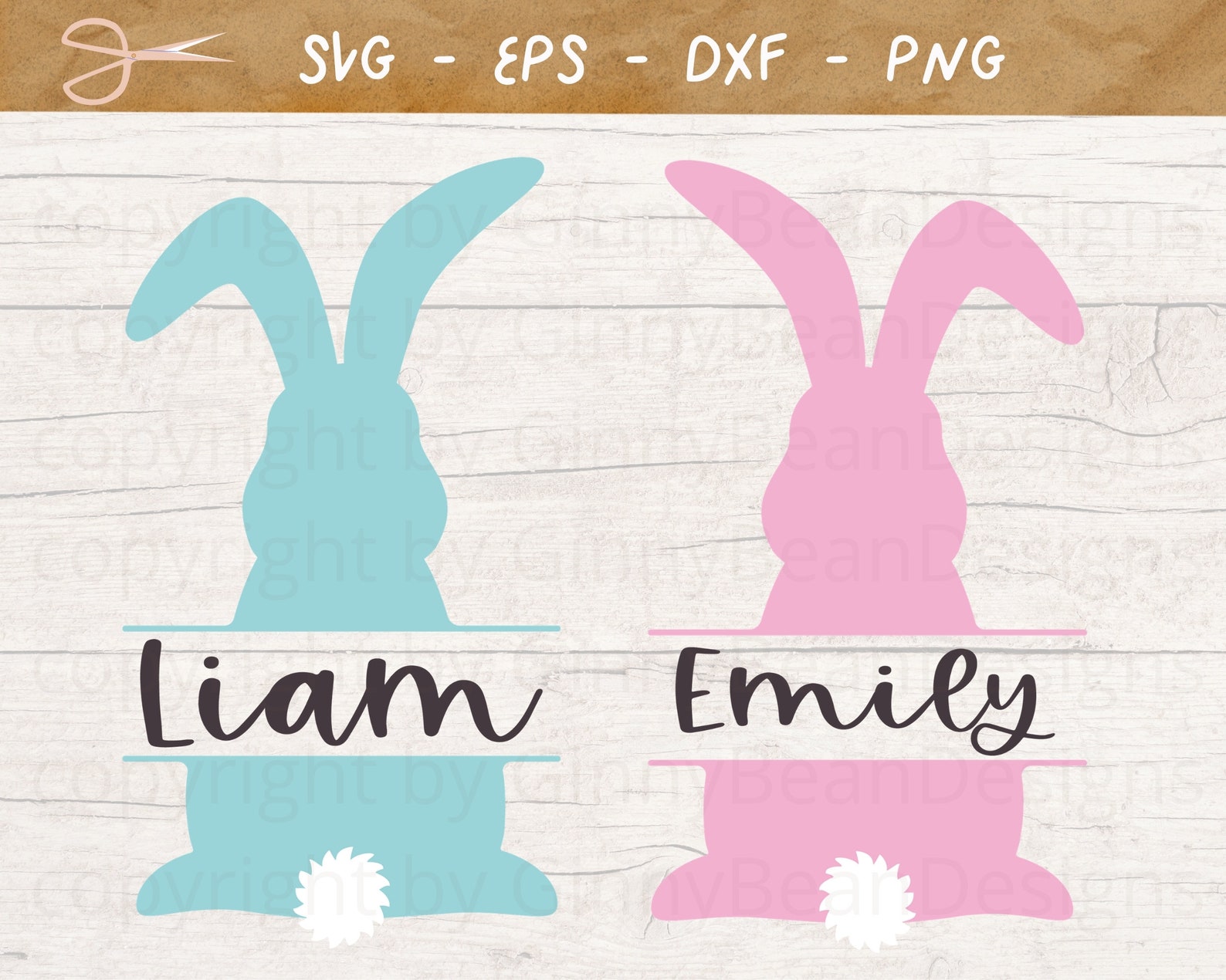 Bunny Monogram SVG Bunny Name Frame SVG Easter Monogram SVG | Etsy