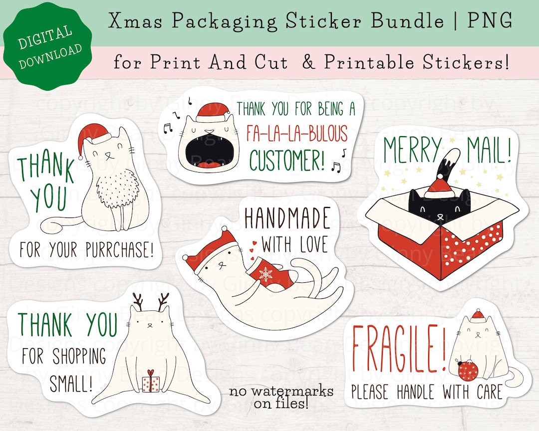 Christmas Packaging Stickers PNG, Thank You Small Business Stickers ...