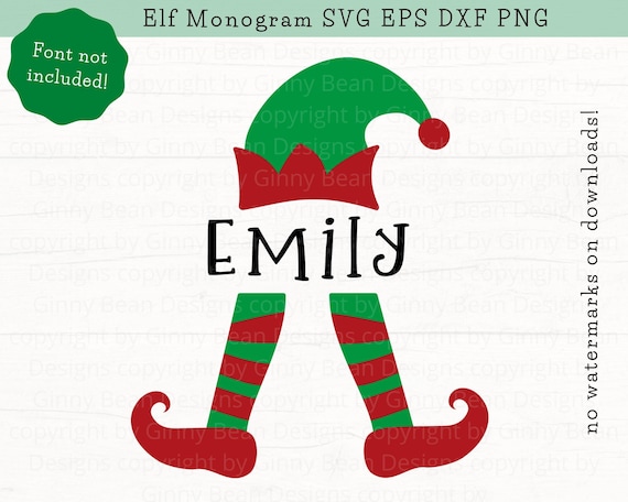 Elf Monogram SVG Kids Christmas Monogram SVG PNG Split Elf | Etsy