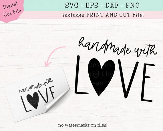 Handmade With Love SVG Handmade With Love PNG Handmade | Etsy