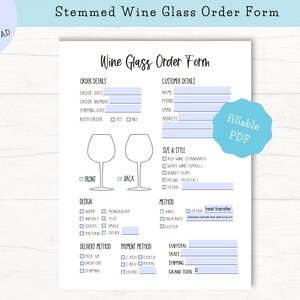 Printable Wine Tumbler Order Forms, Wine Glass Order Form Templates ...
