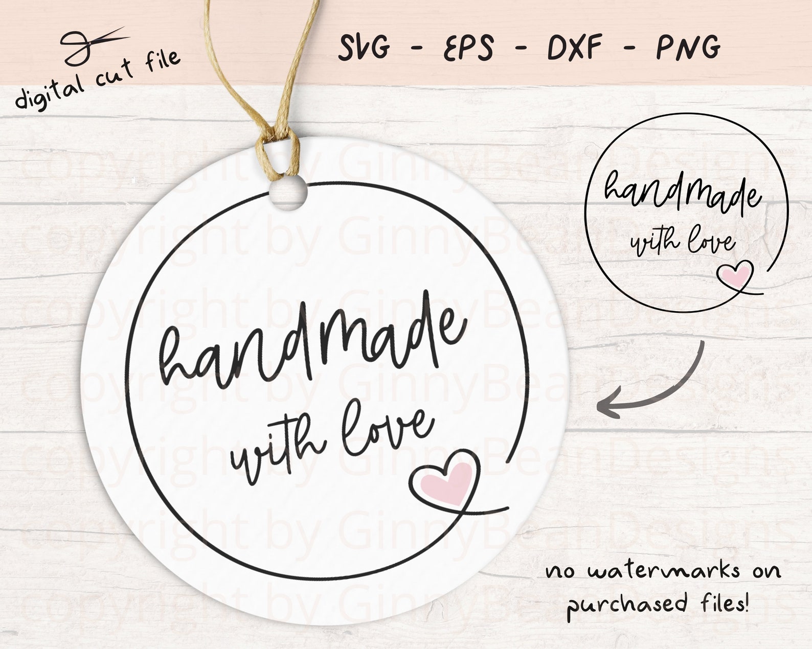 Handmade with Love SVG Hand Made with Love PNG SVG for Small | Etsy