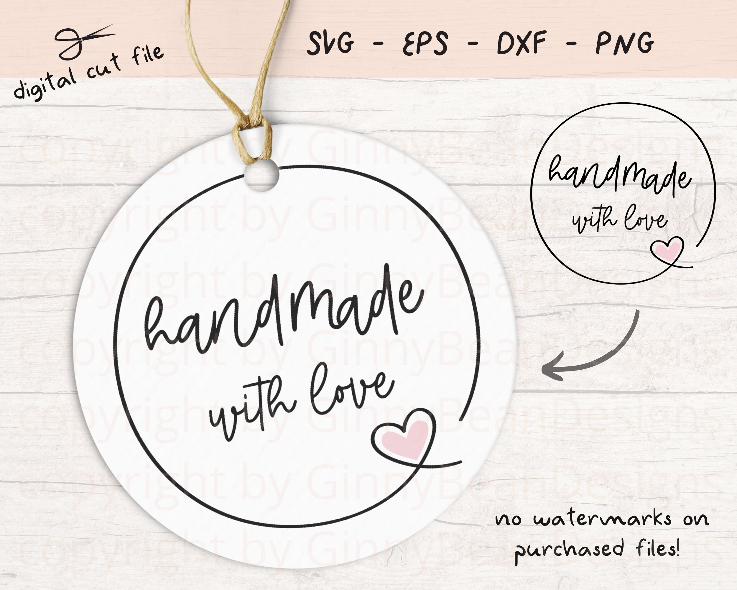 Handmade with Love SVG Hand Made with Love PNG SVG for Small | Etsy