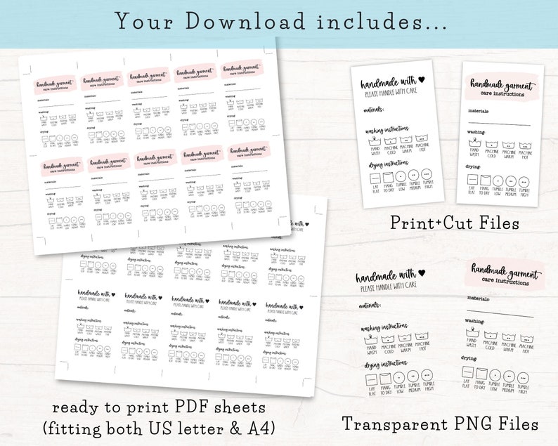 DIY Handmade Garment Care Labels, Delicate Garment Care Instructions ...