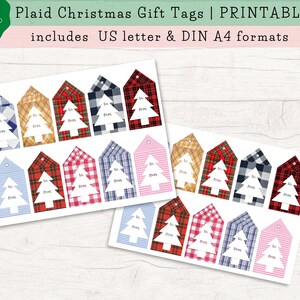 Printable Christmas Gift Tags Plaid, Buffalo Plaid Christmas Gift Tags ...