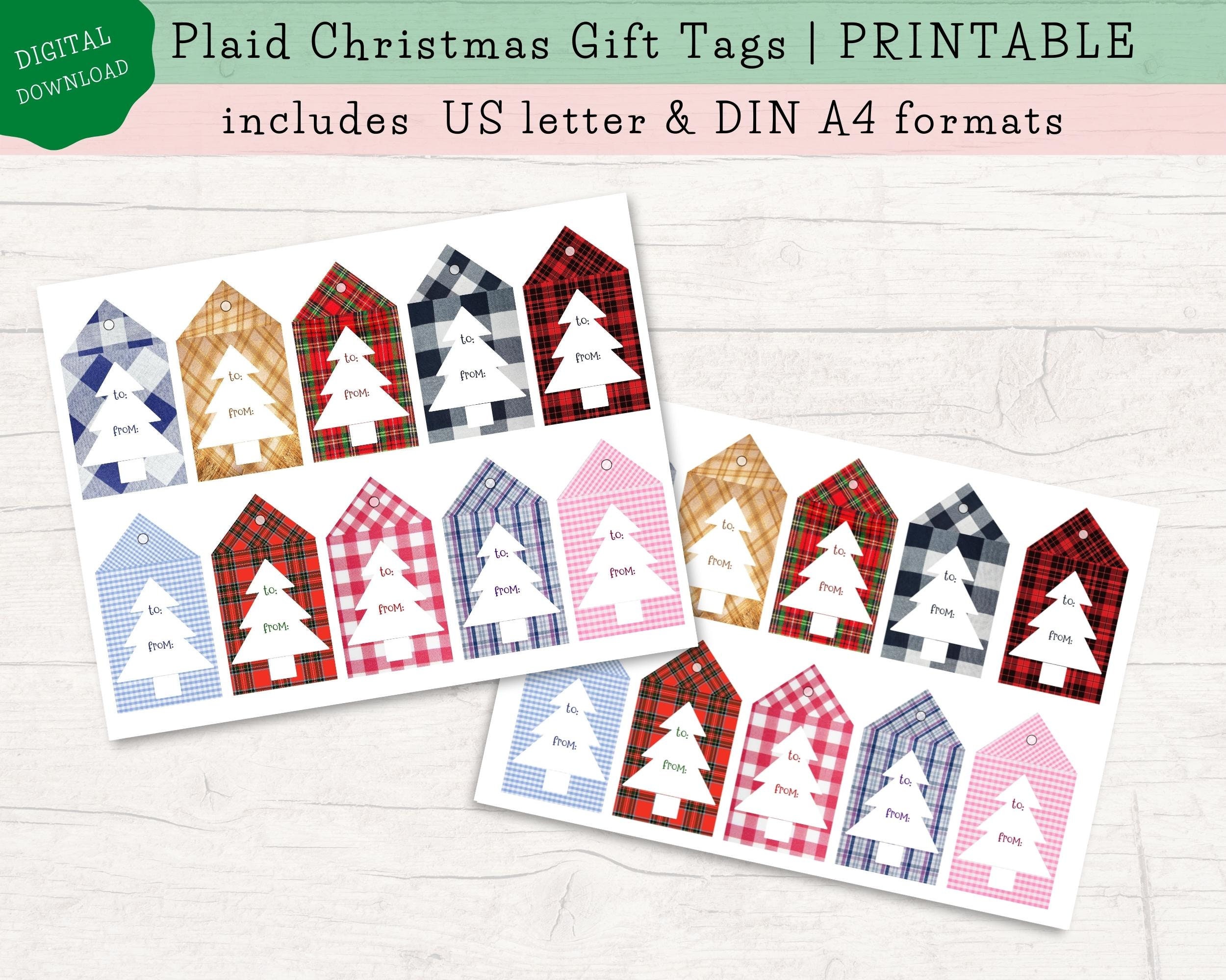 Printable Christmas Gift Tags Plaid, Buffalo Plaid Christmas Gift Tags ...