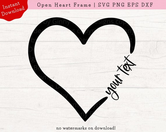 Half a Heart SVG Heart Name Frame Split Heart SVG Open - Etsy