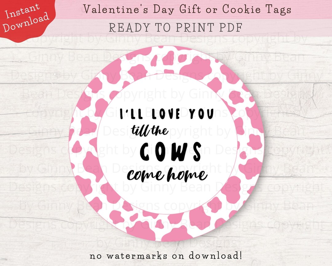 Valentines Day Cookie Tags Printable, Valentines Gift Tag Download ...