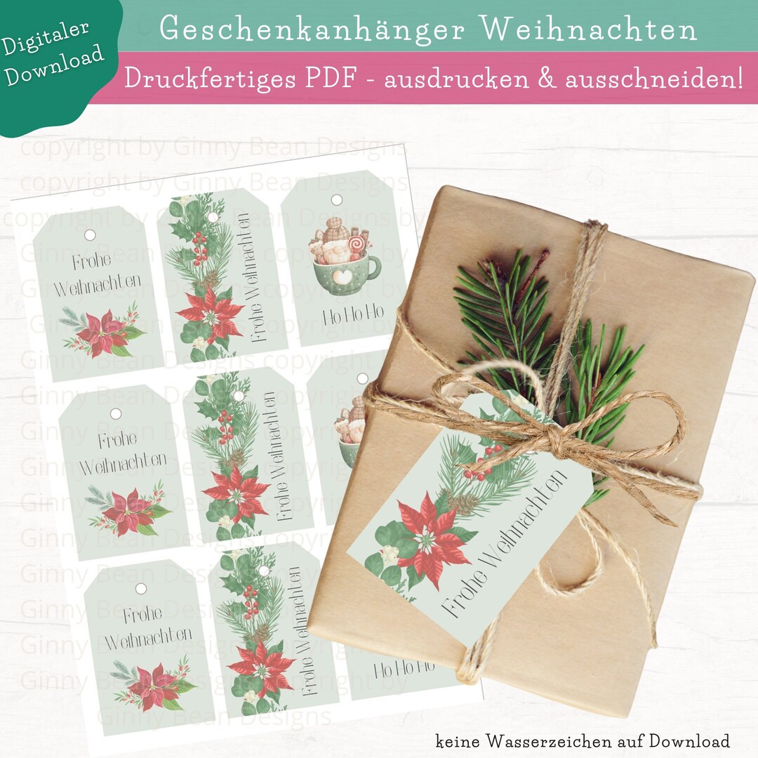 Druckvorlage Ausdrucken Geschenkanhnger Weihnachten