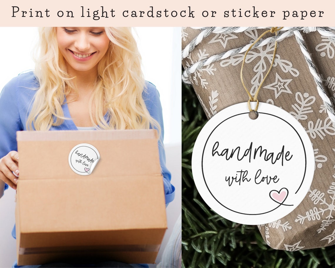 Printable Tags for Handmade Items, Handmade With Love Tags Download ...