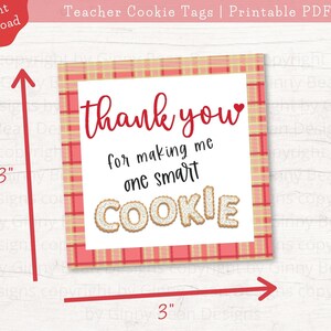 Thank You Tags Teacher, Printable Valentines Cookie Tags, Thank You for ...