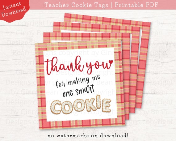 Thank You Tags Teacher Printable Valentines Cookie Tags | Etsy