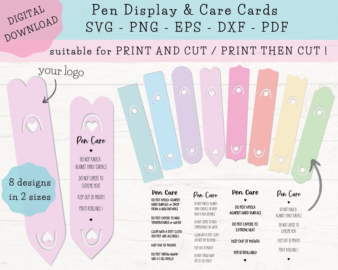 Epoxy Pen Care Card SVG, Pen Display Card SVG, Resin Pen Care ...