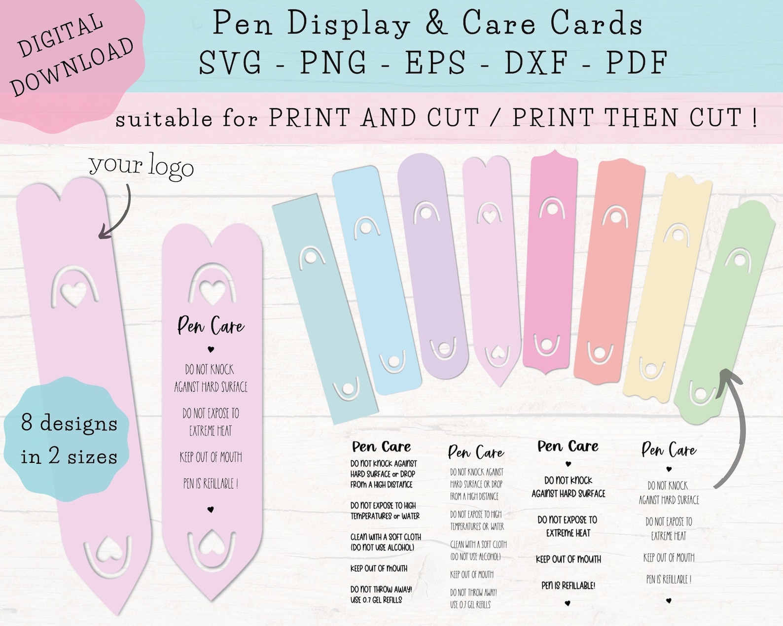 Epoxy Pen Care Card SVG, Pen Display Card SVG, Resin Pen Care ...
