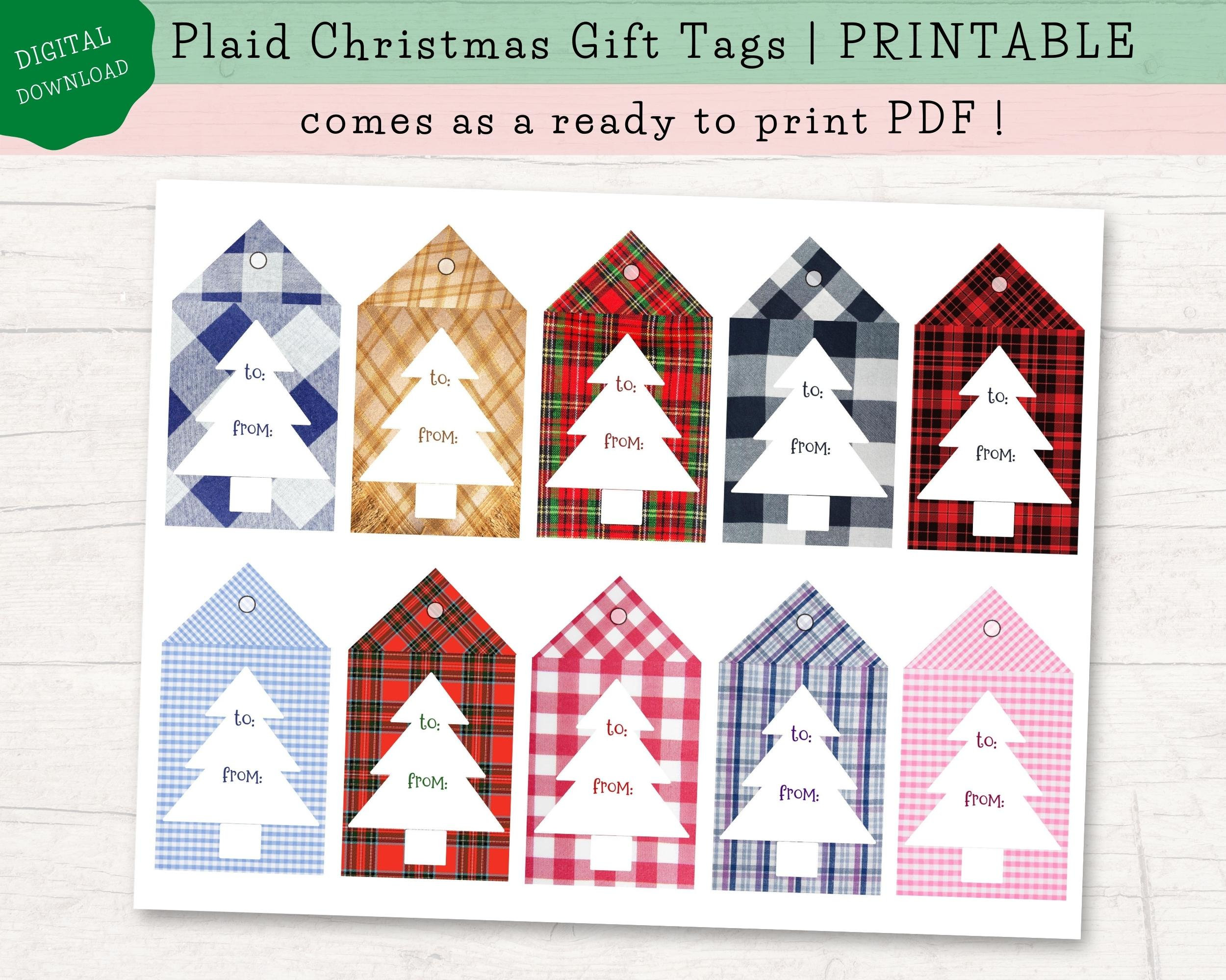 Printable Christmas Gift Tags Plaid, Buffalo Plaid Christmas Gift Tags ...