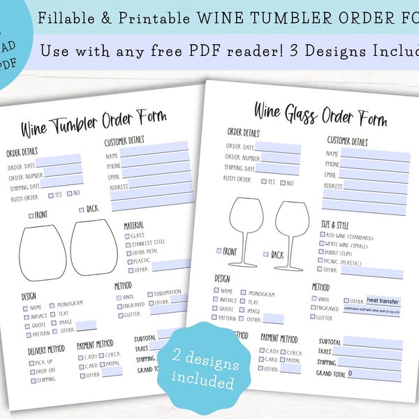 Tumbler Order Form Template - Etsy