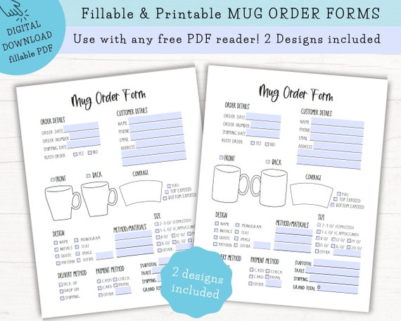 Mug Order Forms Editable Tea Mug Order Form Coffee Mug Order - Etsy