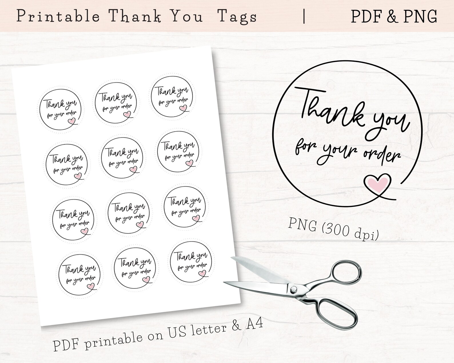 Thank You for Your Order Tags PRINTABLE, Thank You for Your Order Cards ...