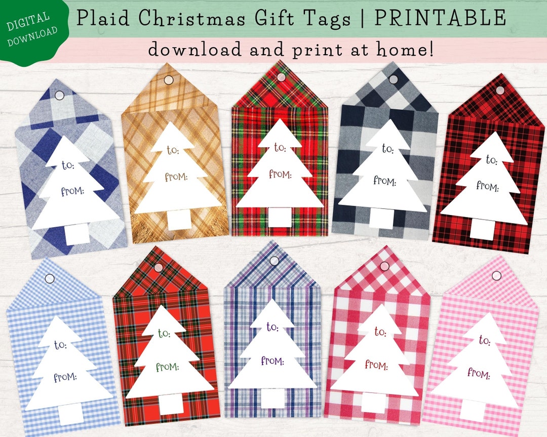 Printable Christmas Gift Tags Plaid, Buffalo Plaid Christmas Gift Tags ...