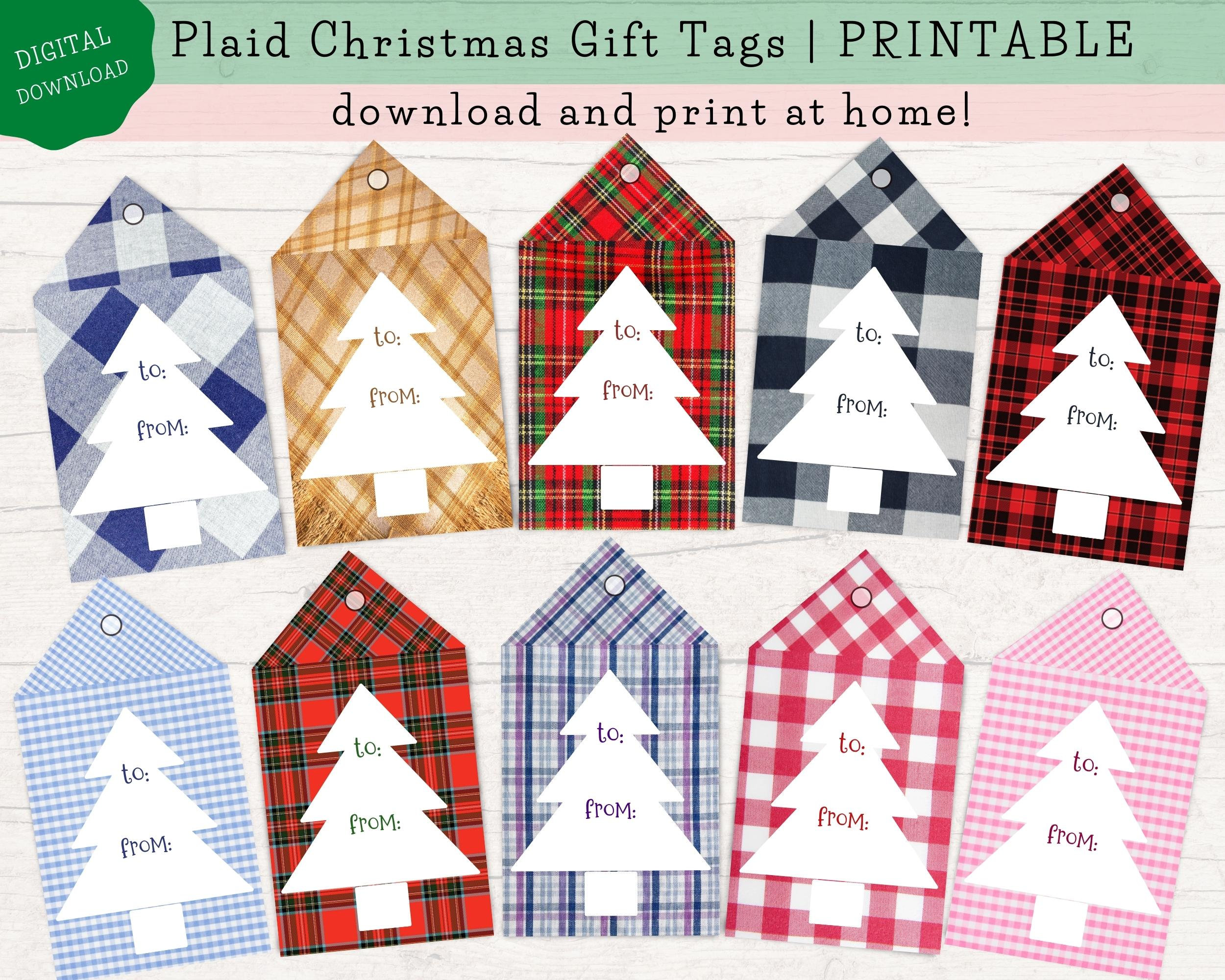 Printable Christmas Gift Tags Plaid, Buffalo Plaid Christmas Gift Tags ...
