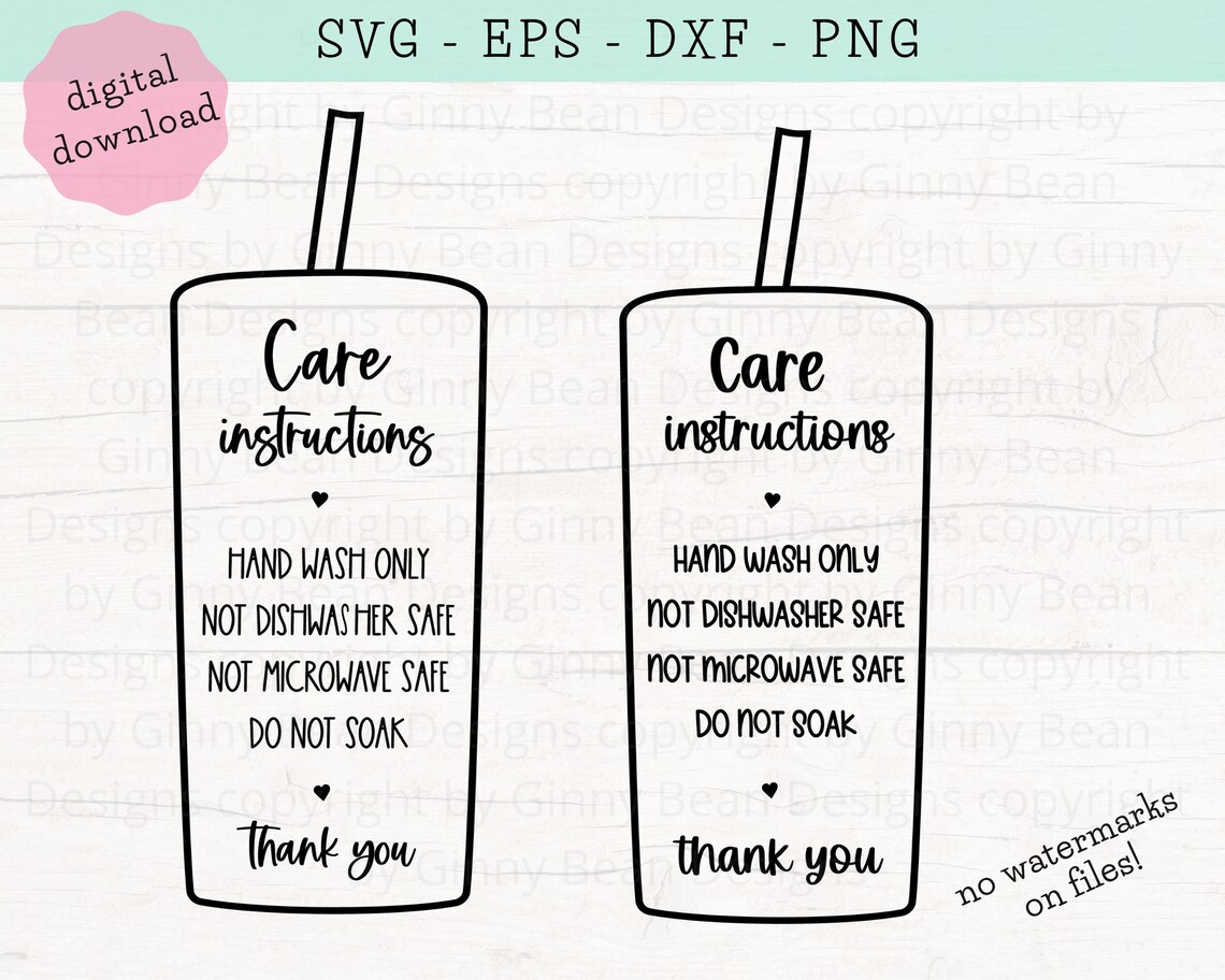 Care Card Bundle SVG PNG Care Card Instructions Print and - Etsy