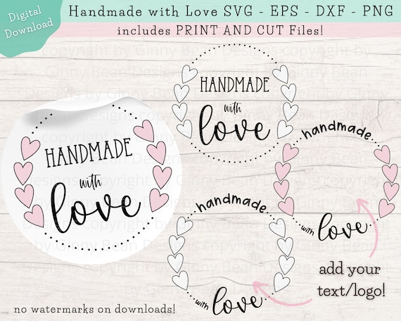 Handmade With Love SVG PNG Handmade Business Sticker | Etsy