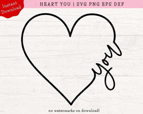 Heart You SVG Heart You PNG Love You SVG Valentine's | Etsy
