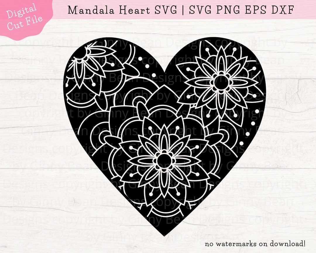 Mandala Heart SVG, Valentines Mandala SVG, Valentines Heart SVG ...