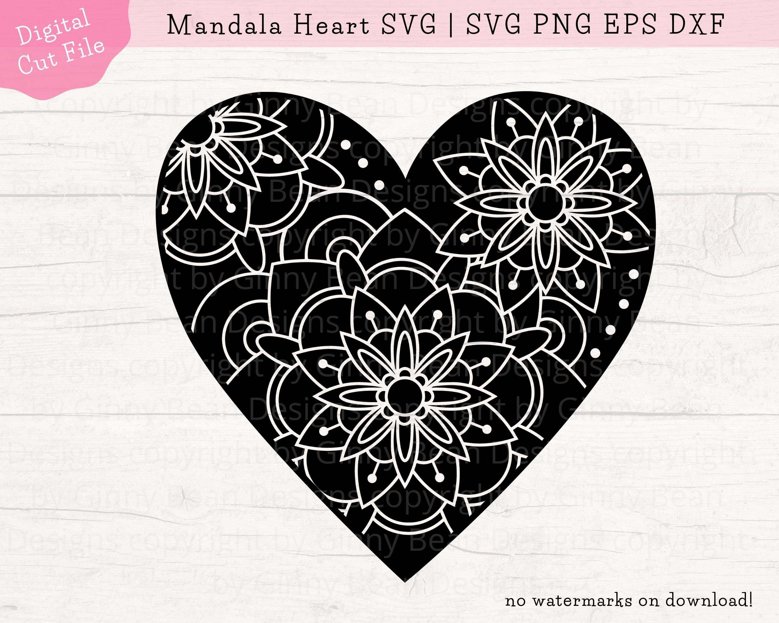 Mandala Heart SVG, Valentines Mandala SVG, Valentines Heart SVG ...