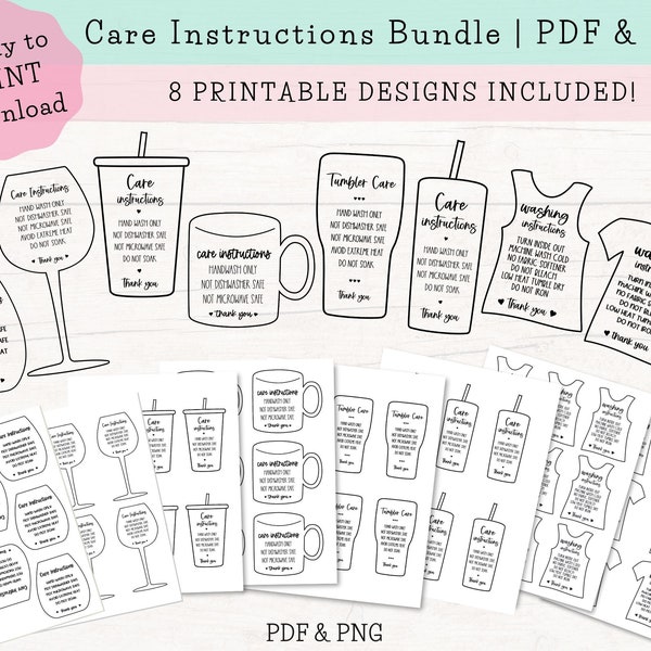 Sublimation Shirt Care Card - Etsy