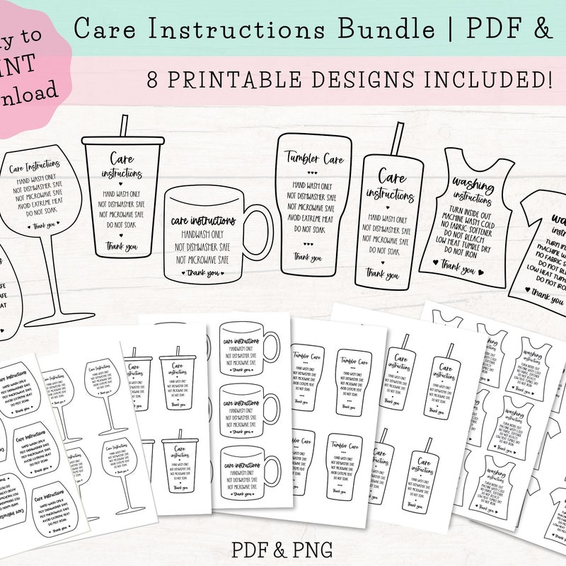 Sublimation Mugs Care Cards - Etsy