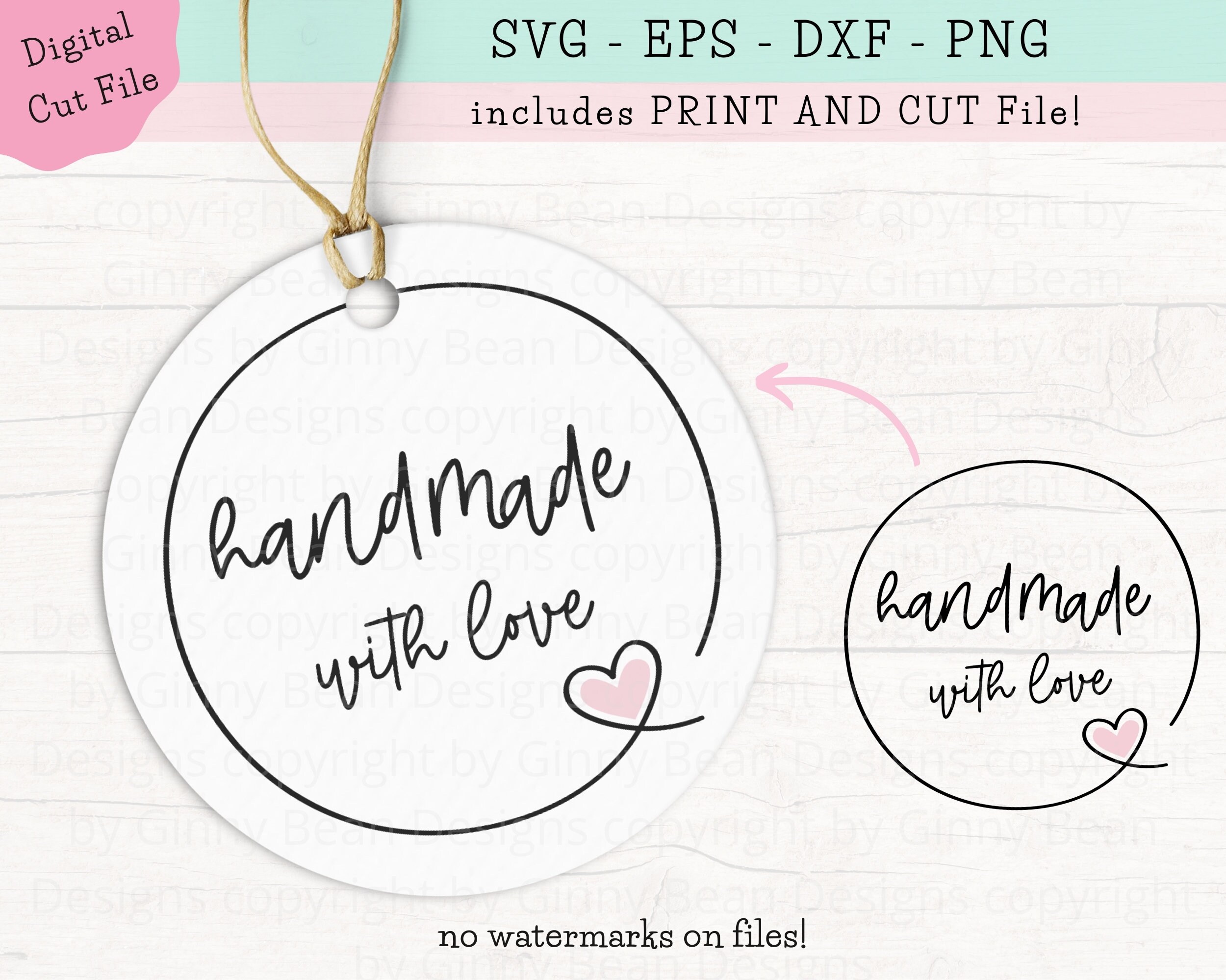 Handmade With Love SVG, Hand Made With Love PNG, SVG for Small Business ...