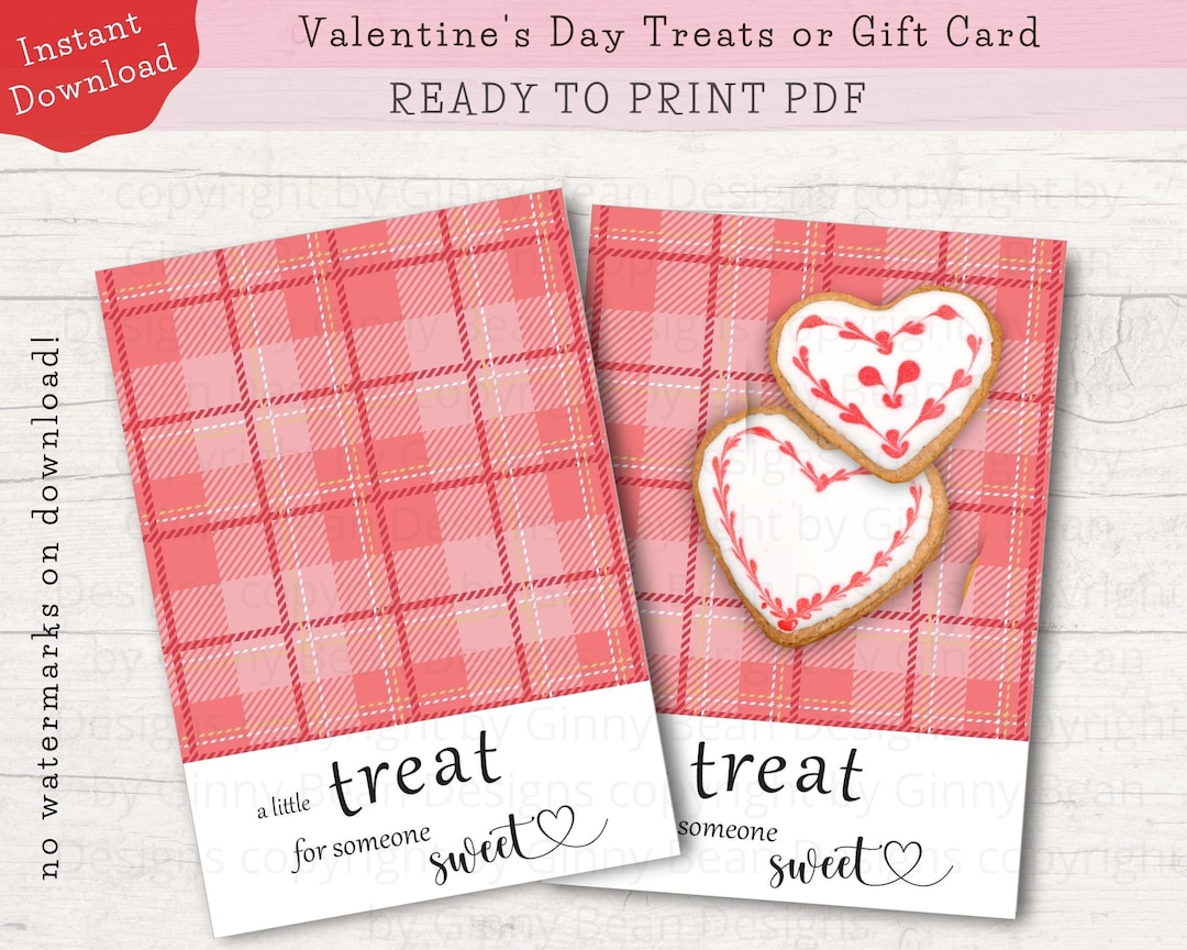 Valentines Mini Cookie Card Printable, Valentine's Day Cookie Packaging ...