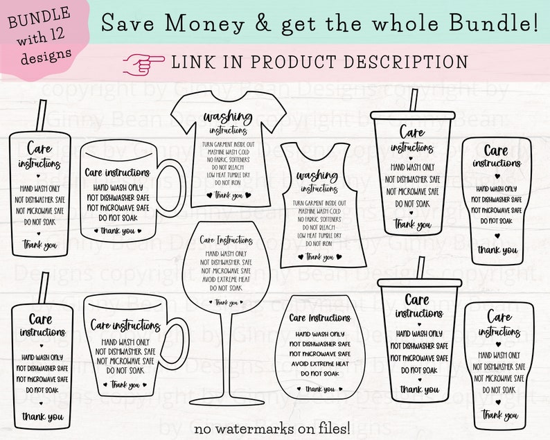 Mug Care Card SVG, Cup Care Instructions, Print and Cut Files, Coffee ...