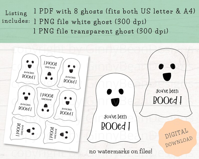 PRINTABLE You've Been Booed Tags, Kids Halloween Tags, Black and White ...