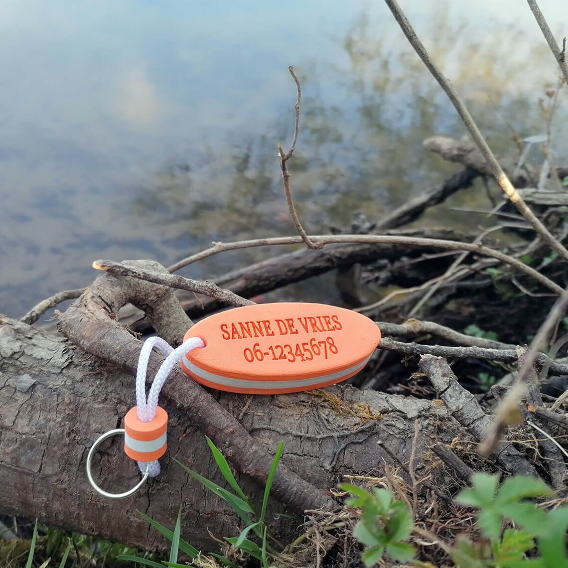 Floating Key Fob With Name and Phone Number - Etsy