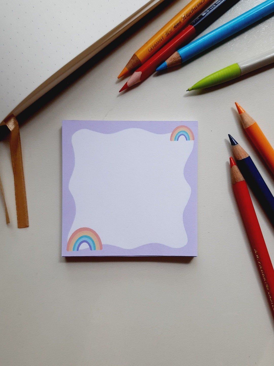 Cute Rainbow Mini Memo Pad Note Pad Changing Colour Background Handmade ...