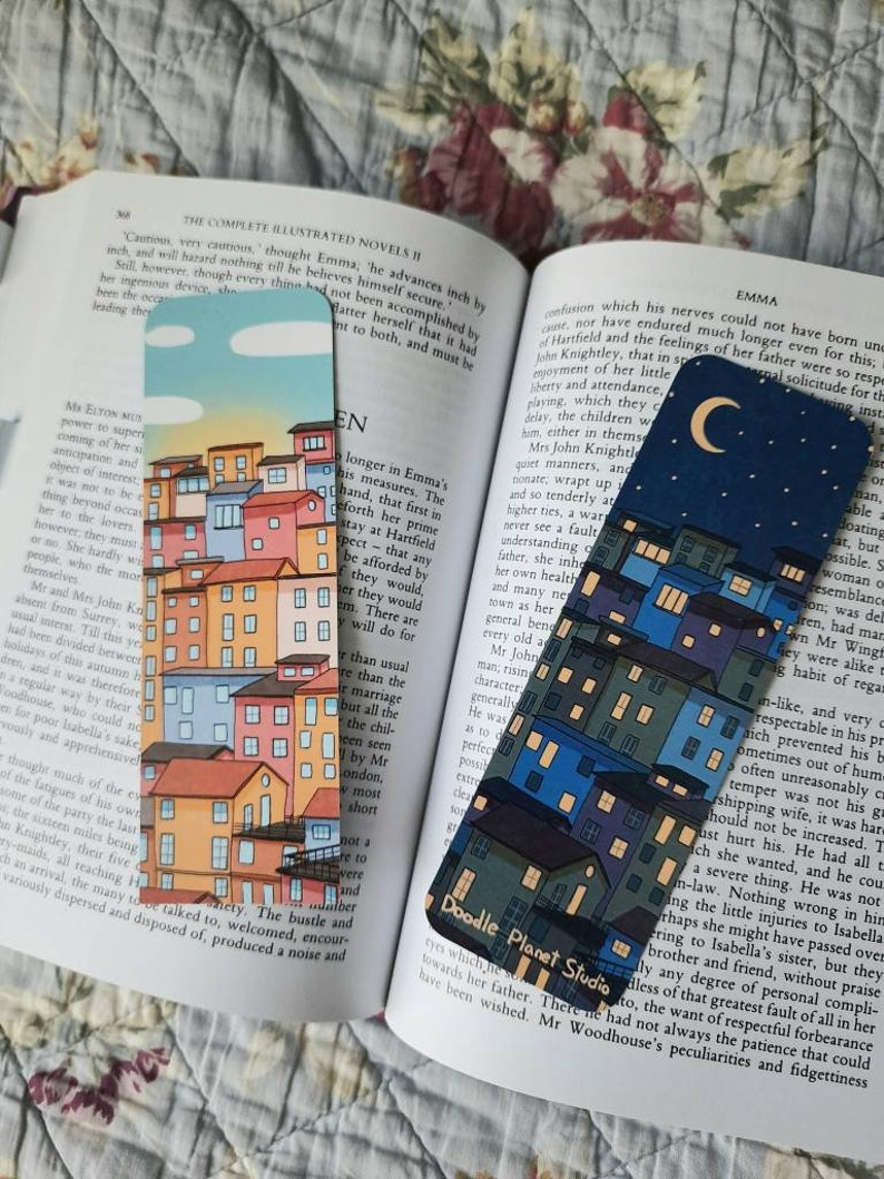 Day and Night Town Bookmark Cute Italy Town Bookmark - Etsy UK