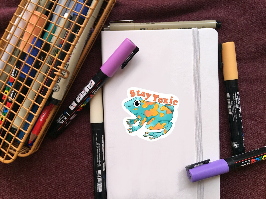 Stay Toxic Poison Frog Sticker Cute Teal and Orange Frog Sticker Laptop ...