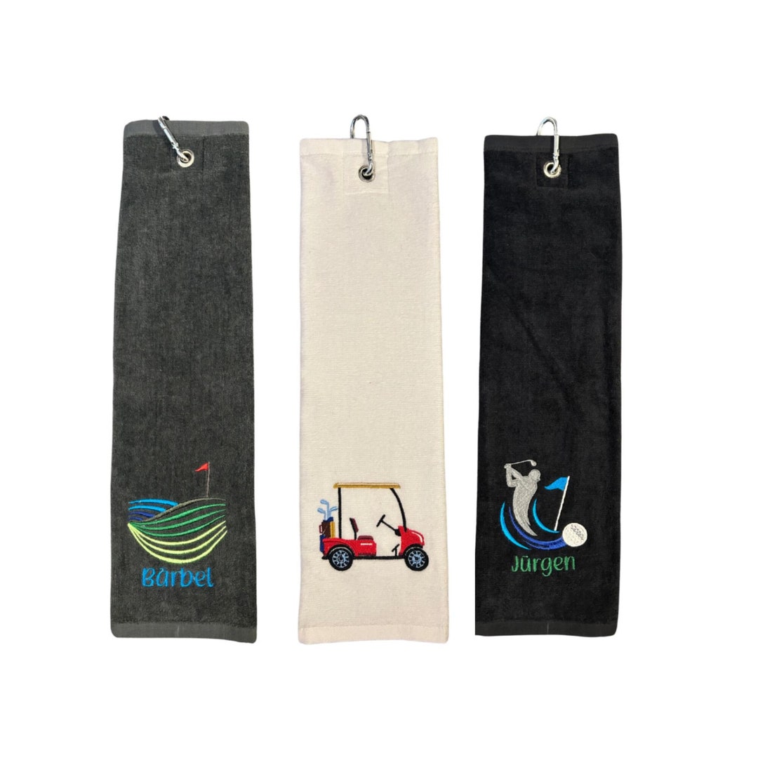 Golf Towel Embroidered With Name and Motif, 40x50cm, Personalised, Golf ...