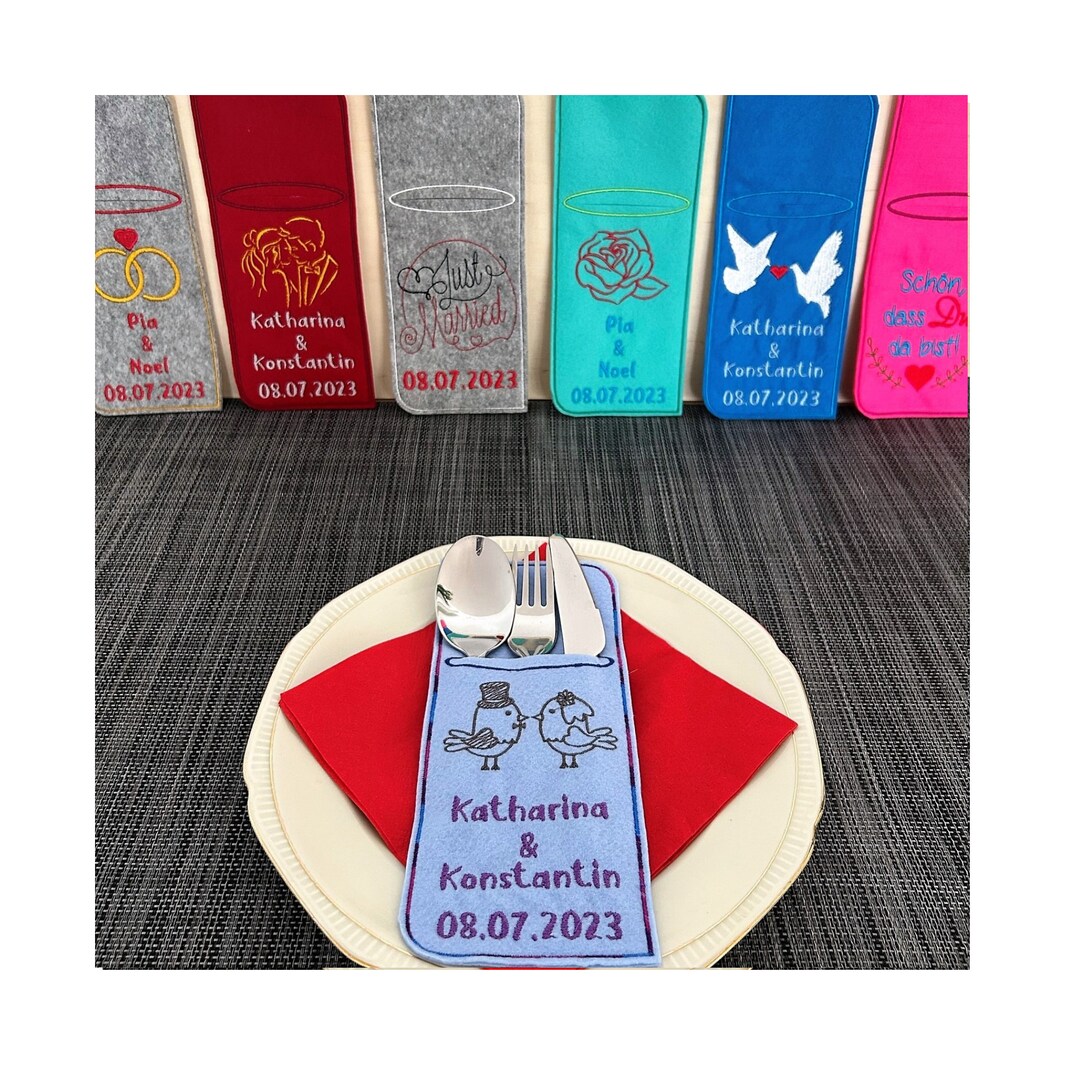 Cutlery Holder Made of Felt for Wedding, Personalized, Anniversary ...