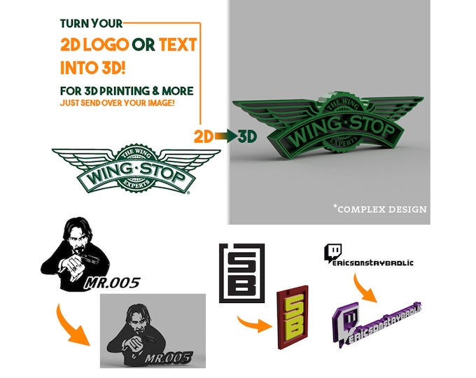 Convert Logo From 2d to a 3d Ready Stl File for 3d Printing - Etsy