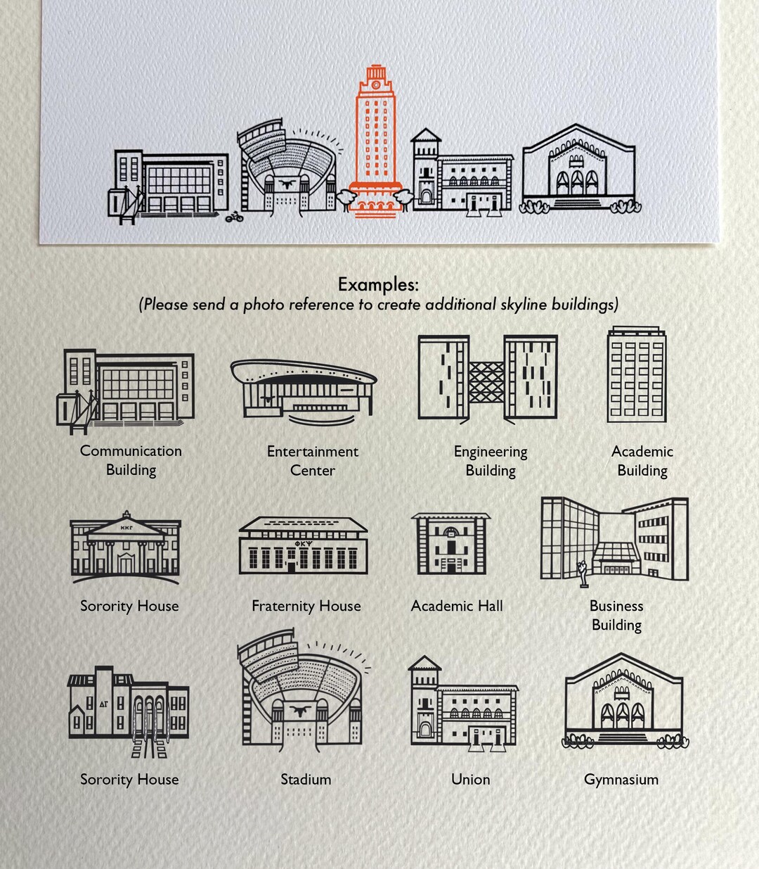 Personalized Card Stationery Set With Customizable Texas Campus Artwork ...