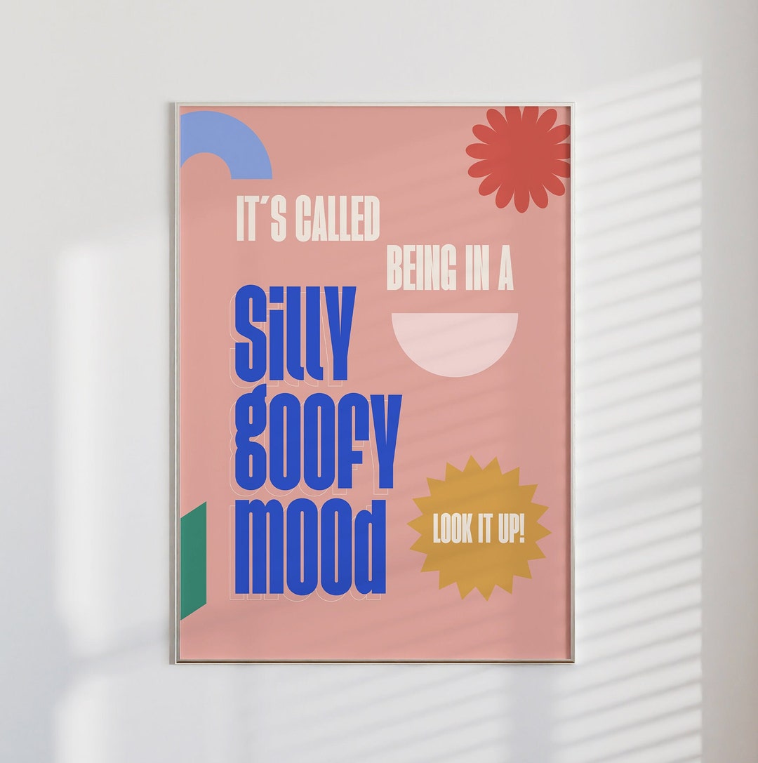 Silly Goofy Mood Print | Matte Vertical Posters, Retro Pink Printed ...